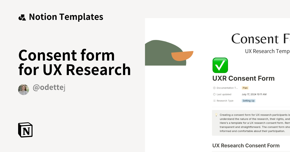 Consent form for UX Research Template | Notion Marketplace