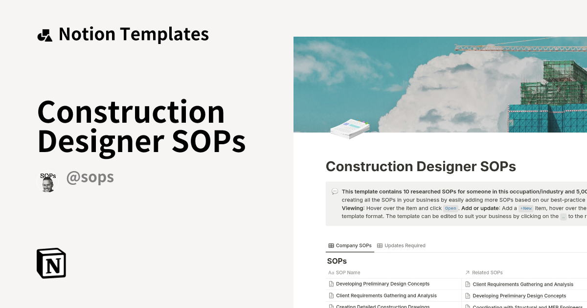 Construction Designer SOPs Template | Notion Marketplace