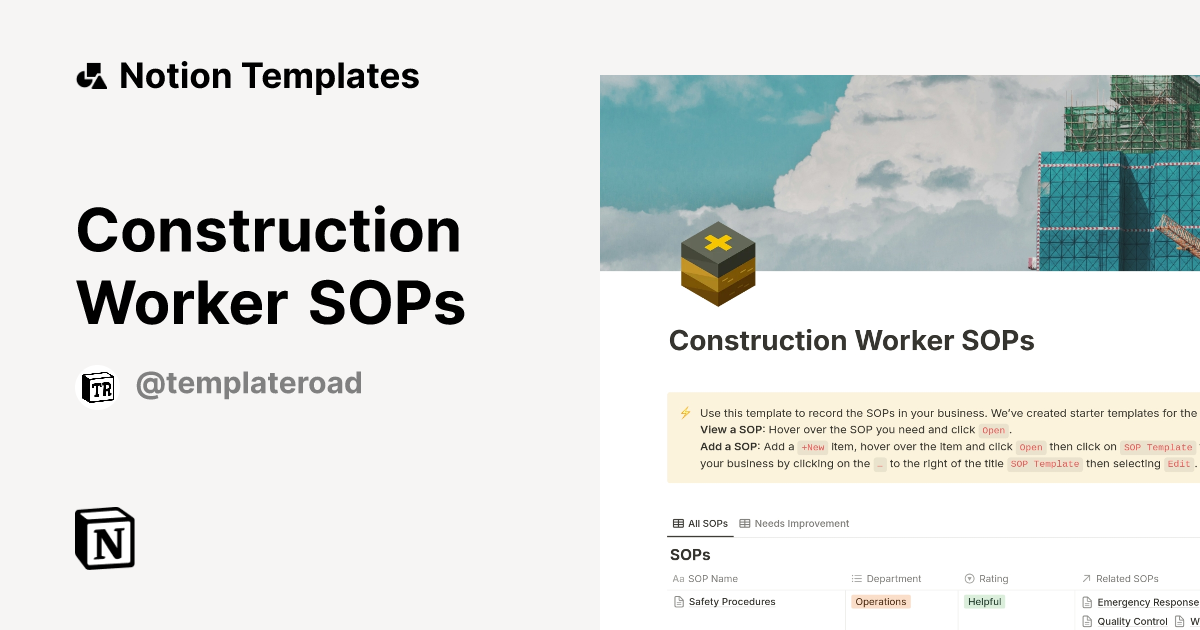 Construction Worker SOPs Template | Notion Marketplace