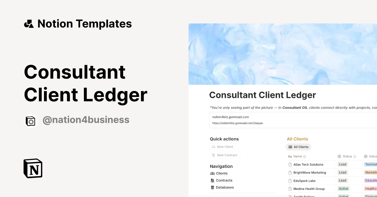 Consultant Client Ledger Template | Notion Marketplace