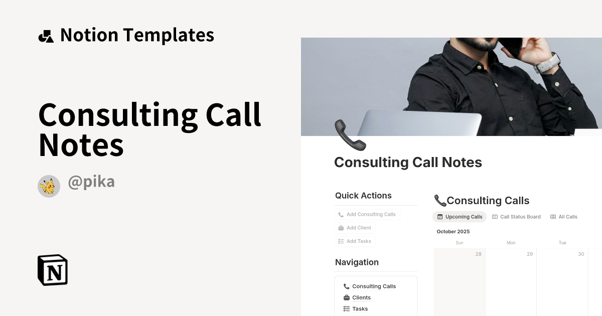 Consulting Call Notes Template by Pika | Notion Marketplace
