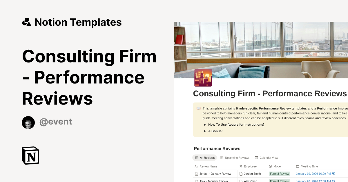 Consulting Firm - Performance Reviews Template by Event | Notion ...