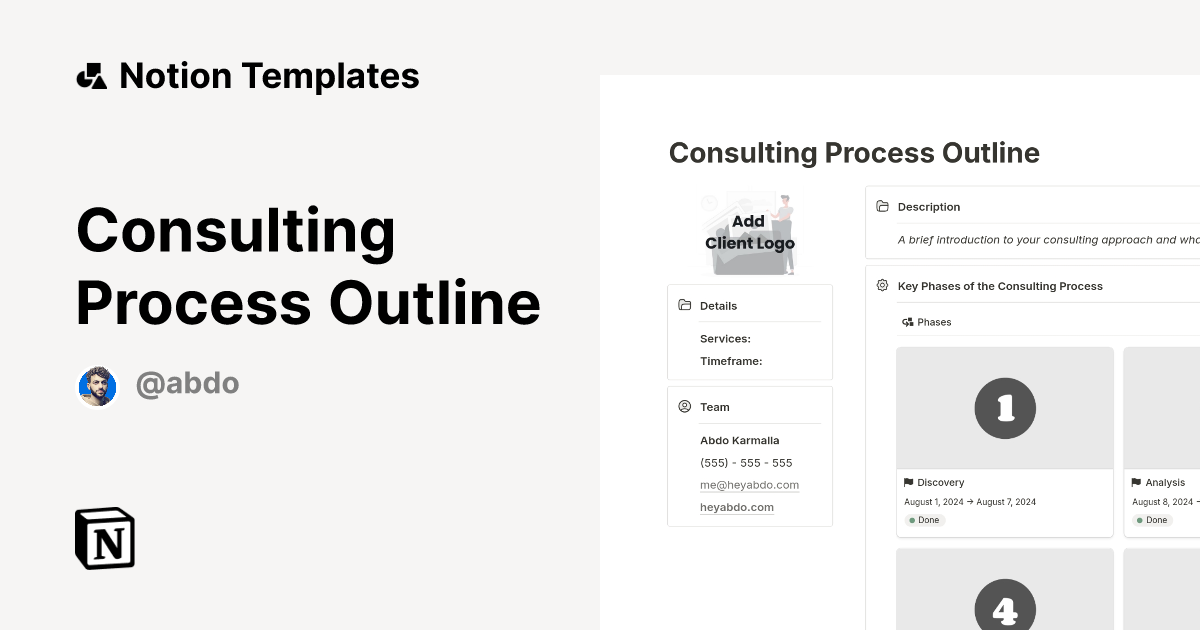Consulting Process Outline Template by Abdo Karmalla | Notion Marketplace