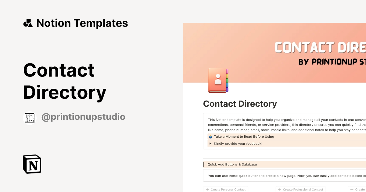 Contact Directory Template | Notion Marketplace