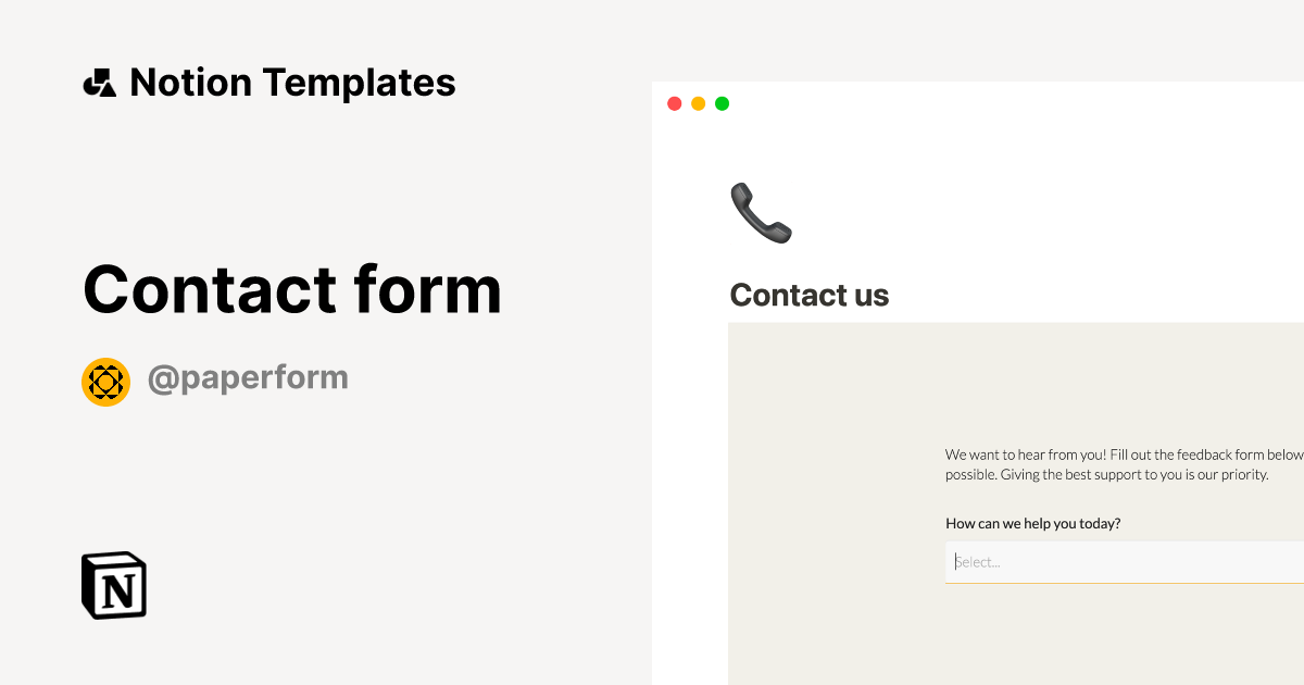 Contact form Template | Notion Marketplace