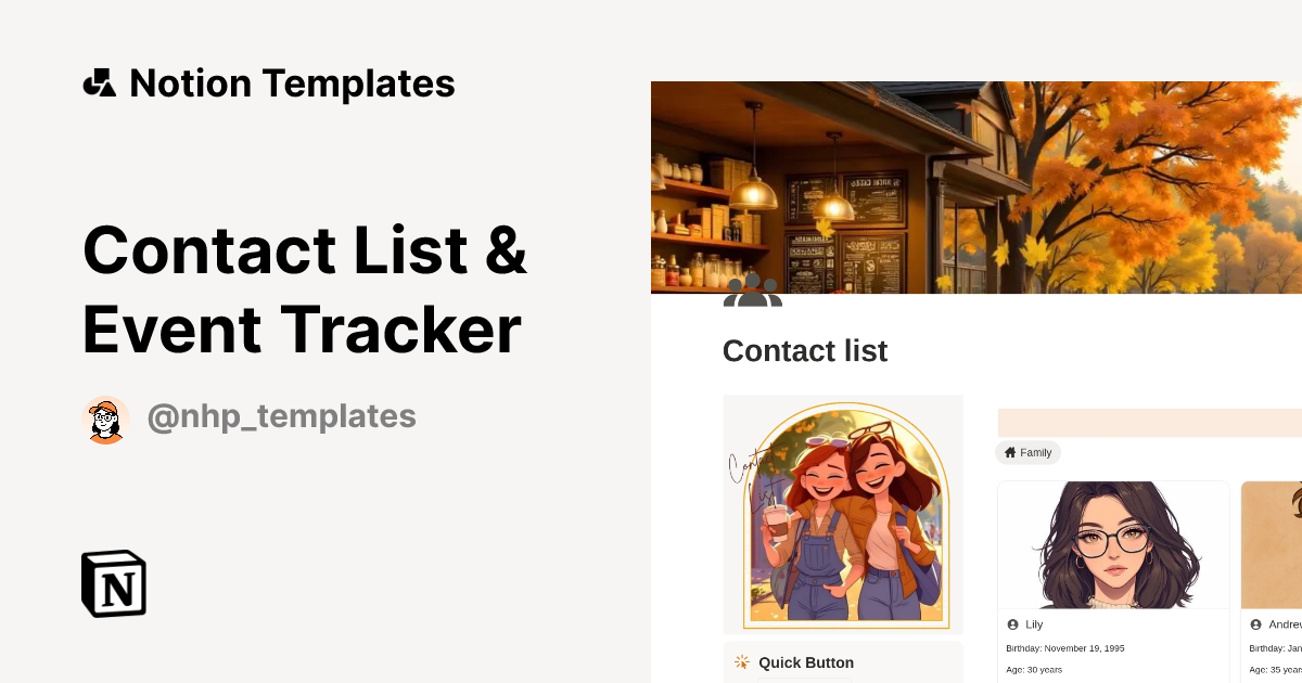 Contact List & Event Tracker Template | Notion Marketplace