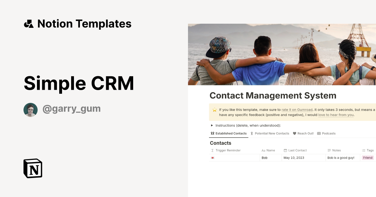 Simple CRM Template by Garry | Notion Marketplace Simple CRM Template by Garry | Notion Marketplace