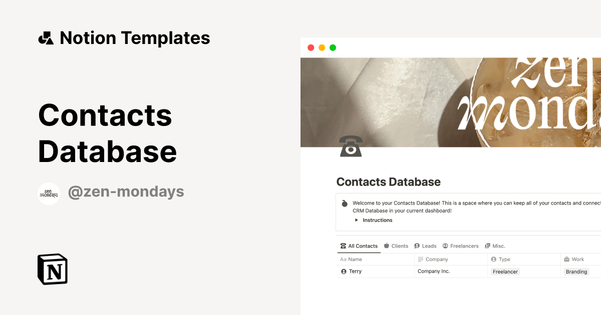 Contacts Database Template | Notion Marketplace Contacts Database Template | Notion Marketplace