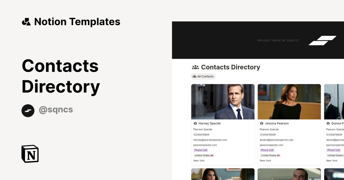 Contacts Directory Template by SQNCS | Notion Marketplace