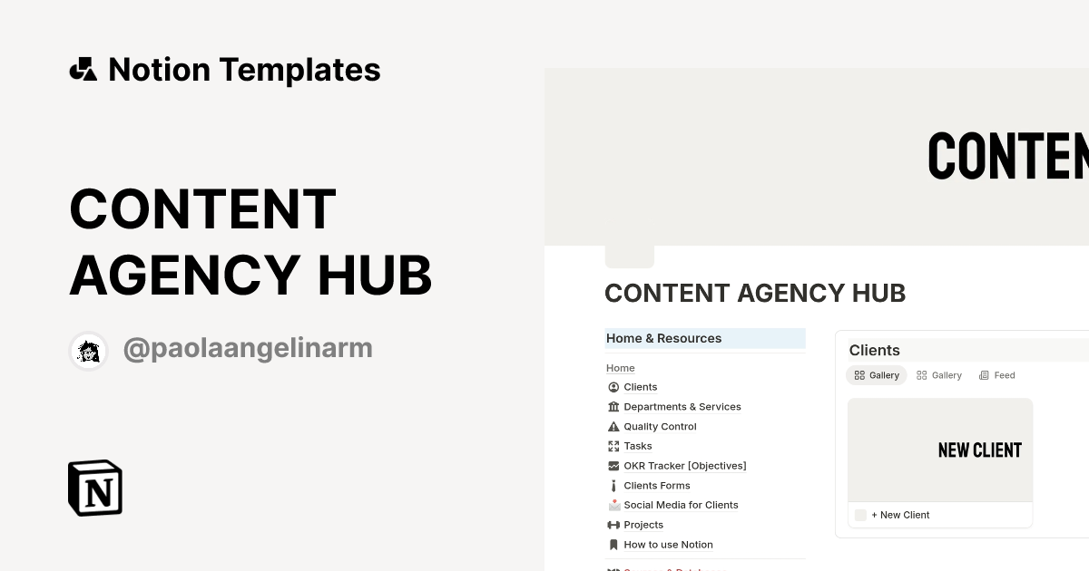 CONTENT AGENCY HUB Template by Paola Angelina | Notion Marketplace