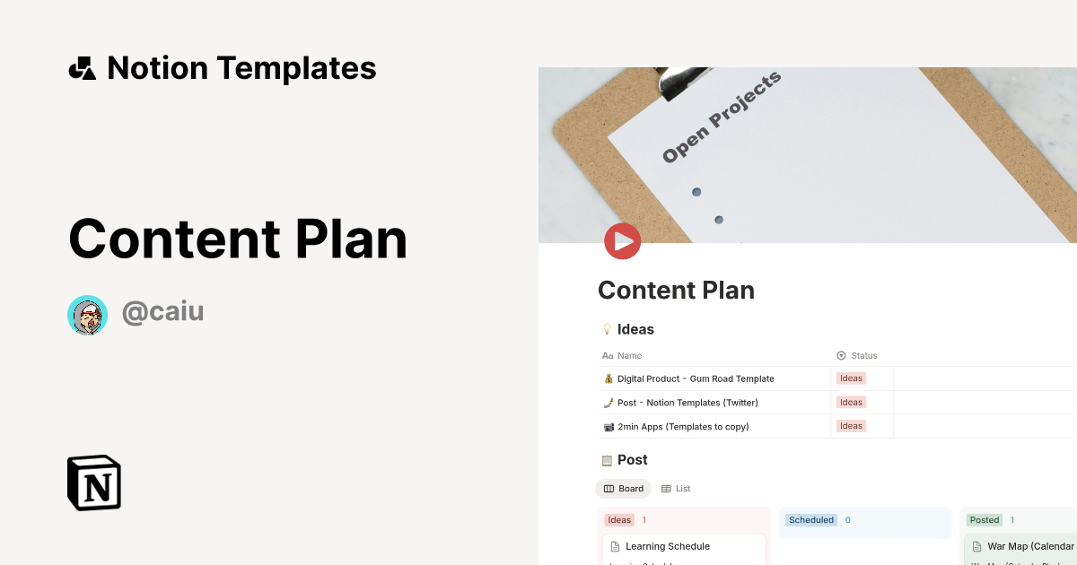 Content Plan Template | Notion Marketplace