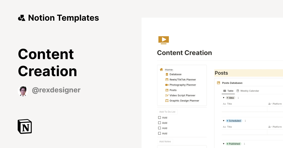 Content Creation Template | Notion Marketplace