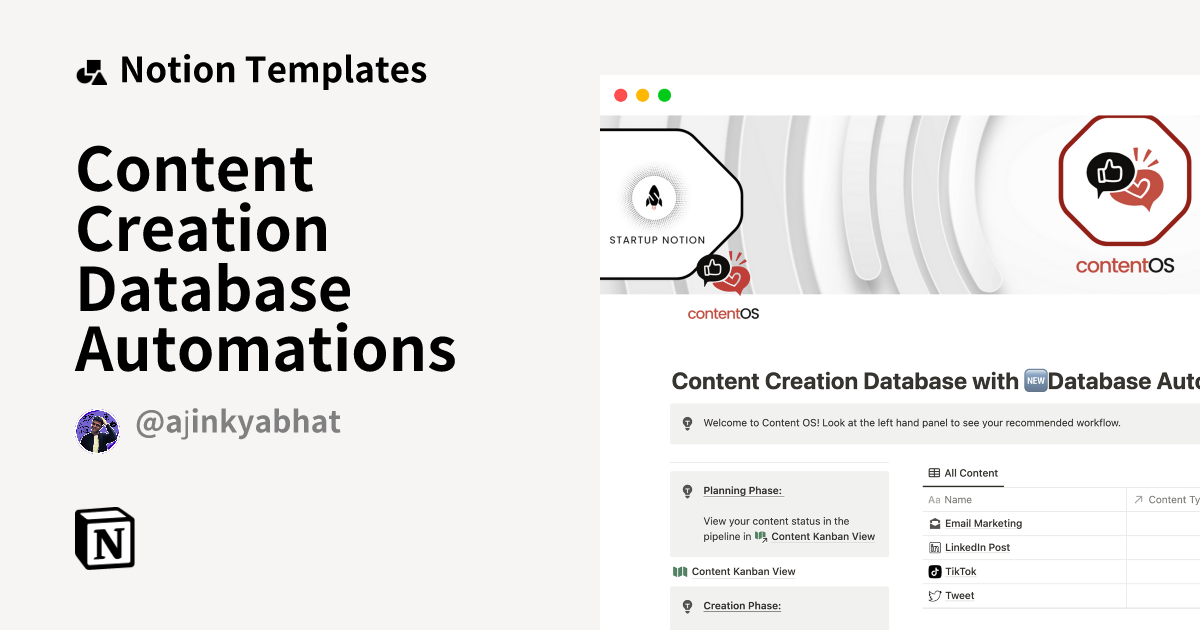 Content Creation Database Automations Template | Notion Marketplace
