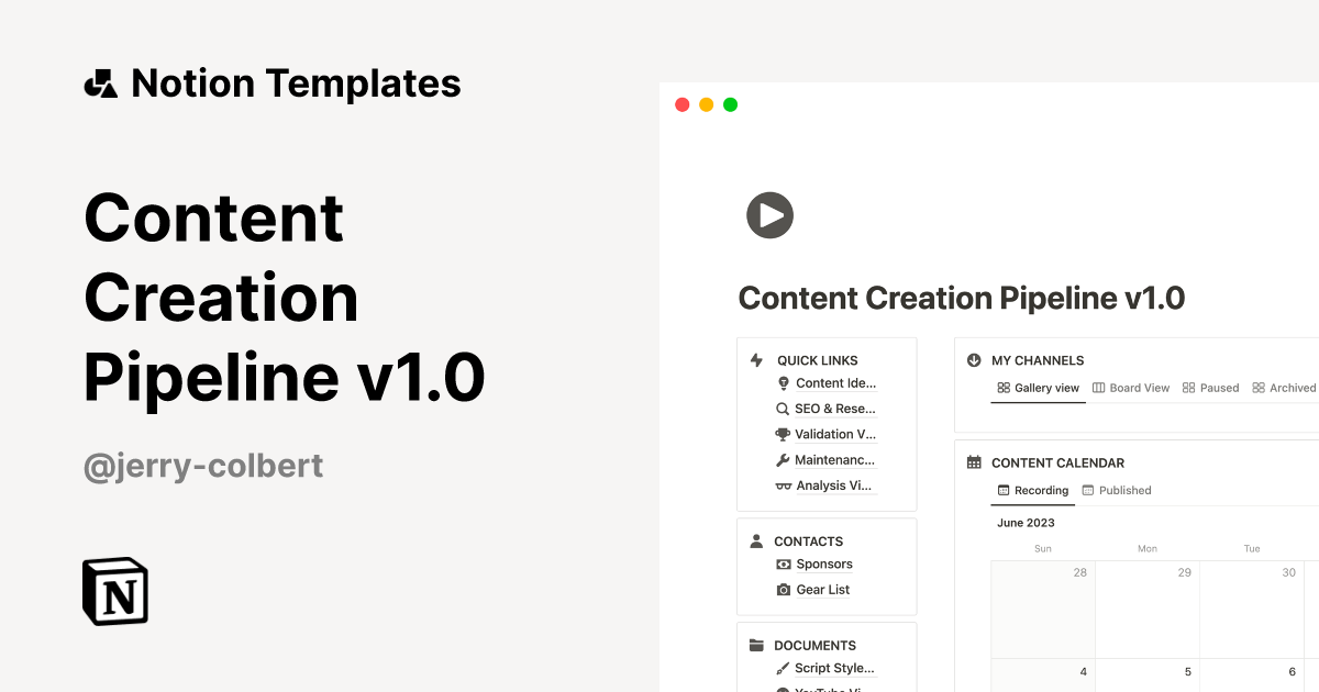 Content Creation Pipeline v1.0 Template | Notion Marketplace