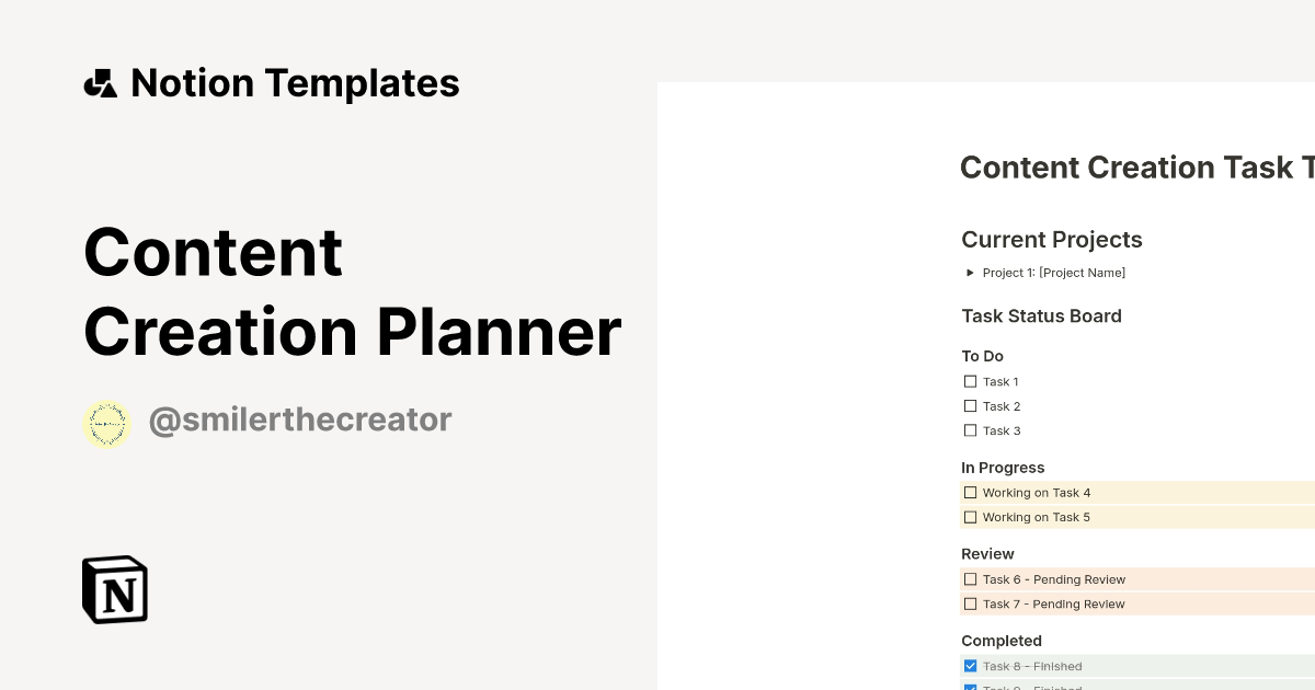 Content Creation Planner Template | Notion Marketplace