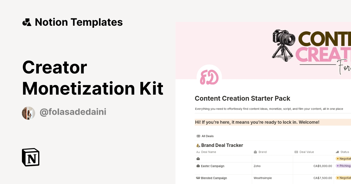 Creator Monetization Kit Template | Notion Marketplace