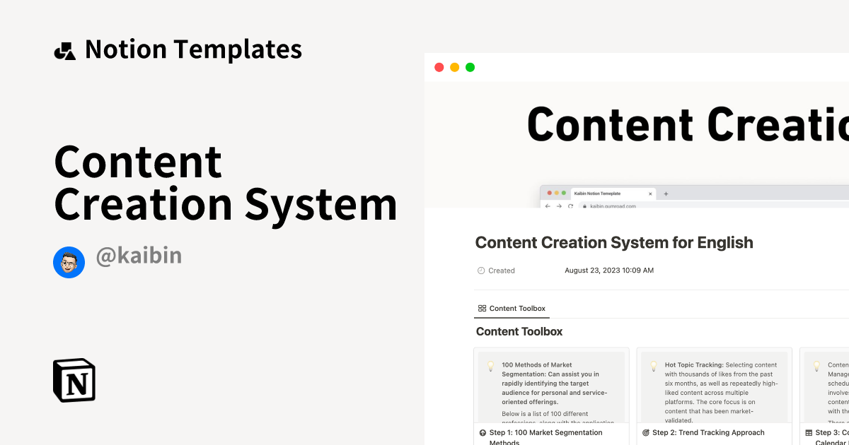 Content Creation System Template | Notion Marketplace