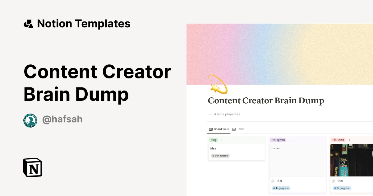 Content Creator Brain Dump Template | Notion Marketplace
