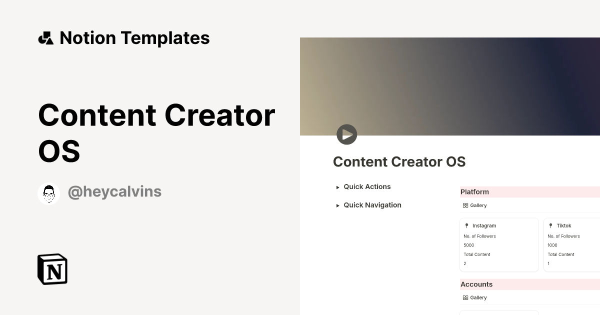 Content Creator OS Template by Calvin | Notion Marketplace