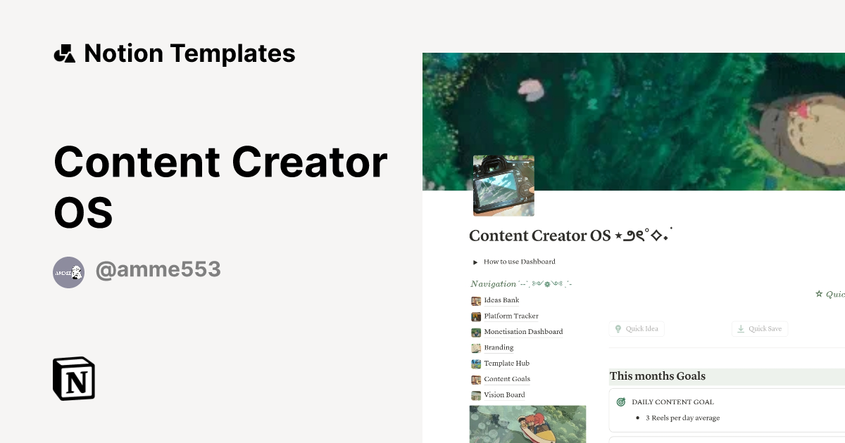 Content Creator OS Template by Amme | Notion Marketplace