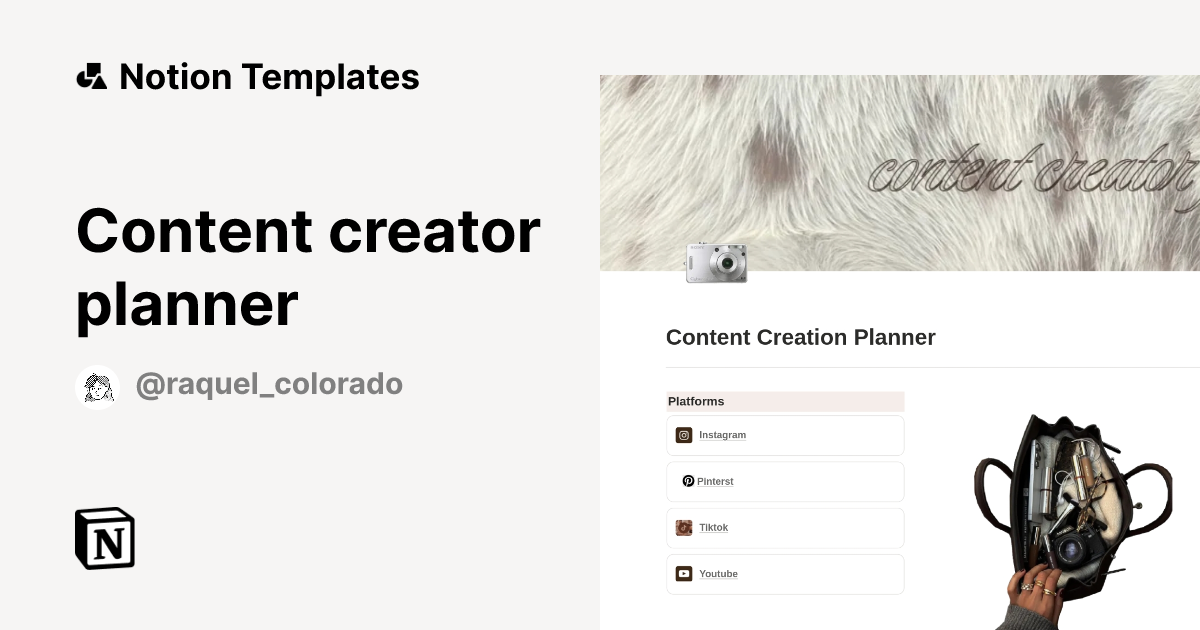 Content creator planner Template by Raquel | Notion Marketplace