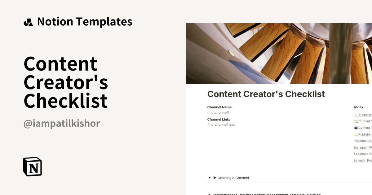 Content Creator's Checklist Template by iampatilkishor | Notion Marketplace