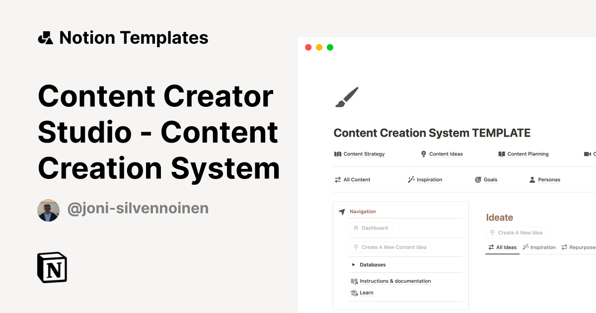 Content Creator Studio - Content Creation System Template | Notion Marketplace