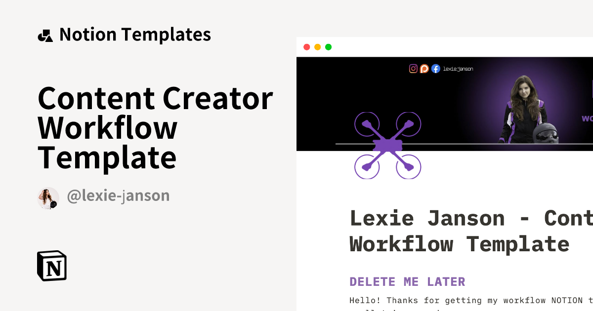 Content Creator Workflow Template Template by Lexie Janson | Notion ...