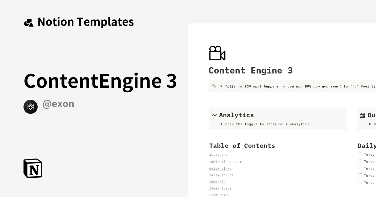 ContentEngine 3 Template by Exon | Notion Marketplace