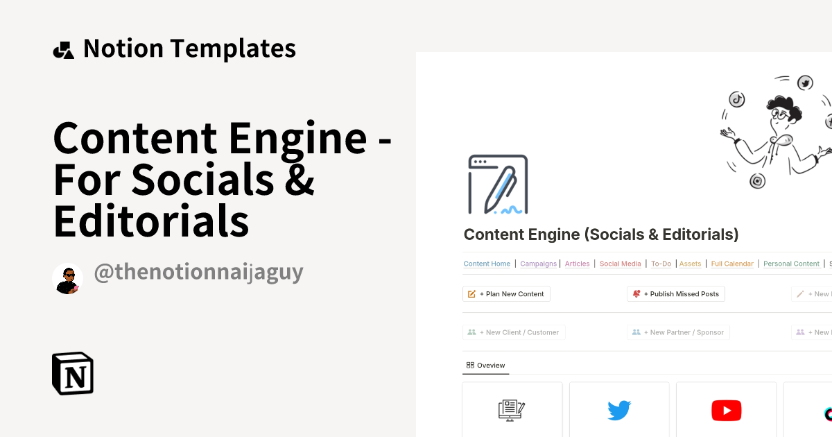 Content Engine - For Socials & Editorials Template by The NotionNaija Guy | Notion Marketplace