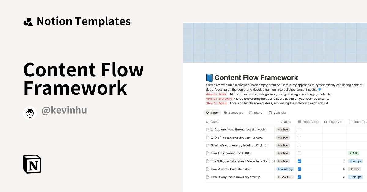 Content Flow Framework Template | Notion Marketplace