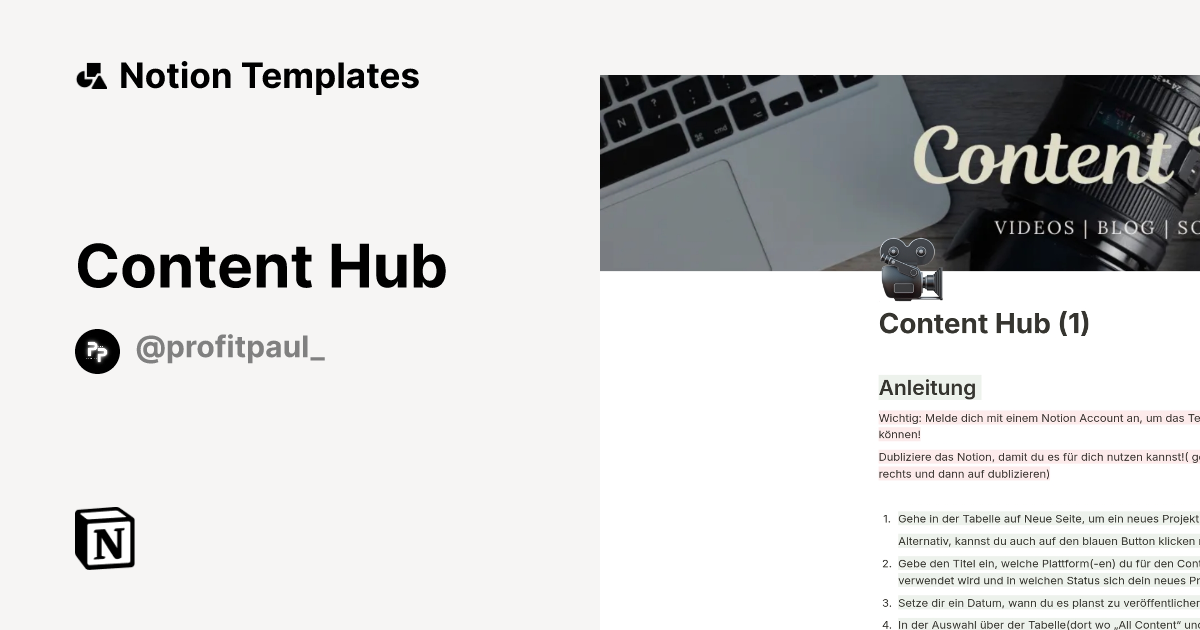 Content Hub Template | Notion Marketplace