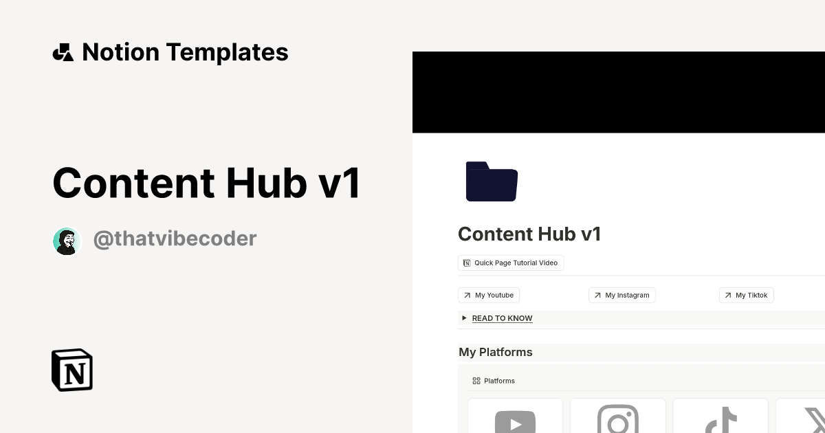 Content Hub v1 Template by That Vibe Coder | Notion Marketplace