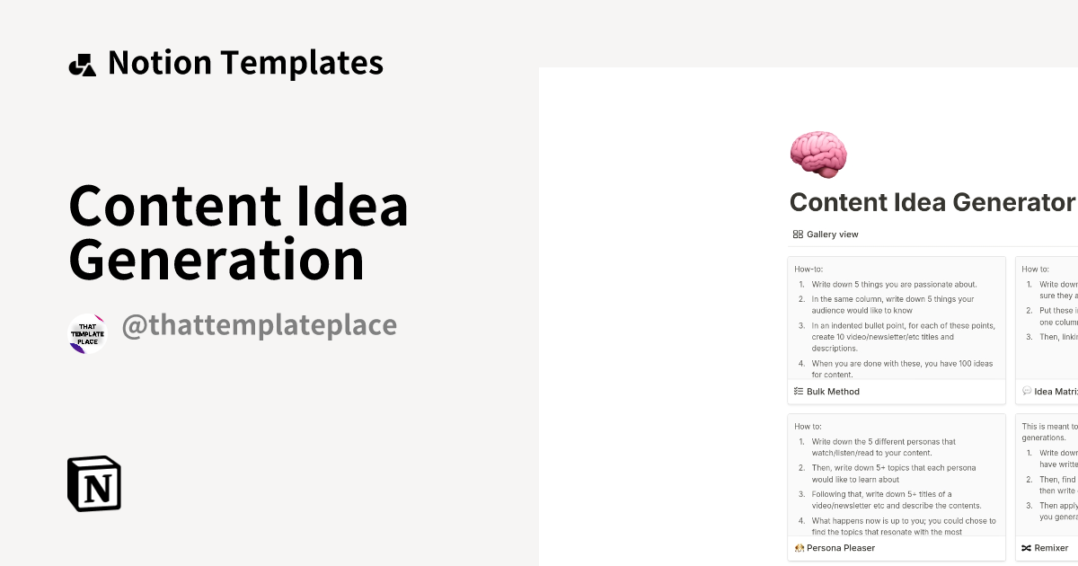 Content Idea Generation Template | Notion Marketplace