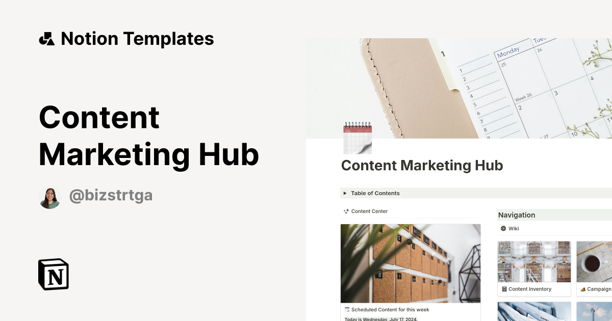 Content Marketing Hub Template | Notion Marketplace