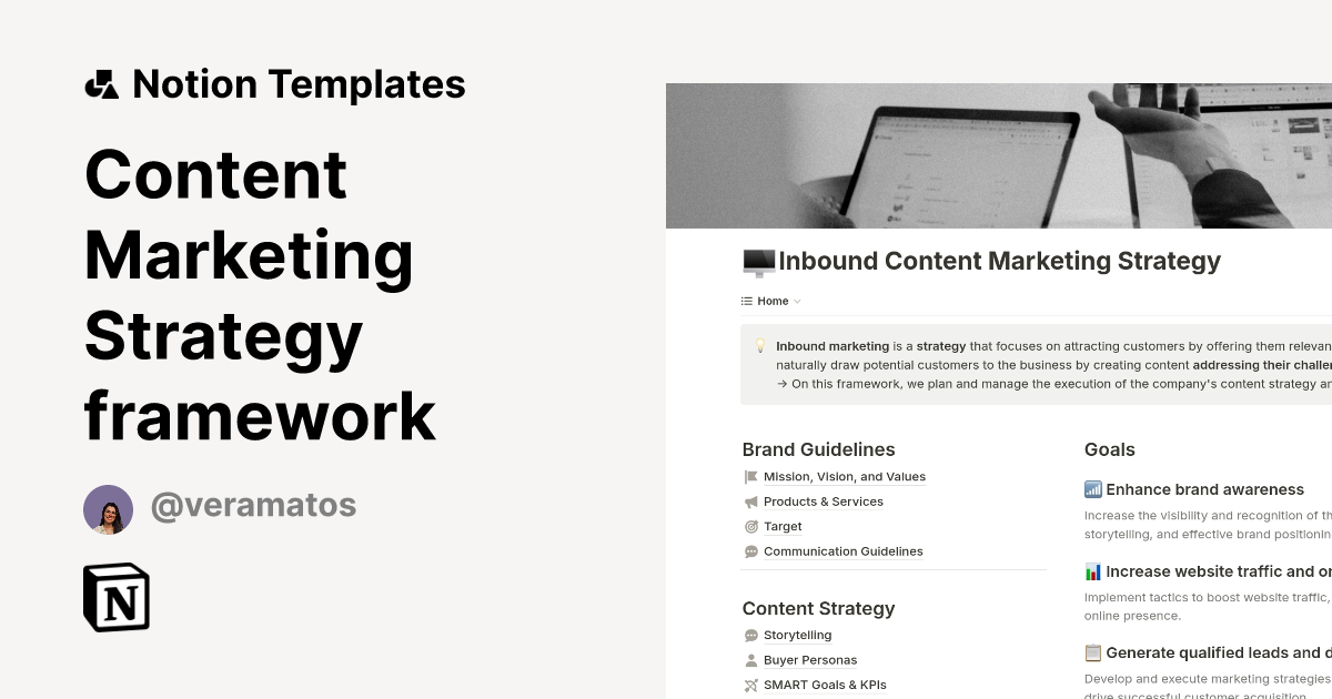 Content Marketing Strategy framework Template by Vera Matos | Notion Marketplace