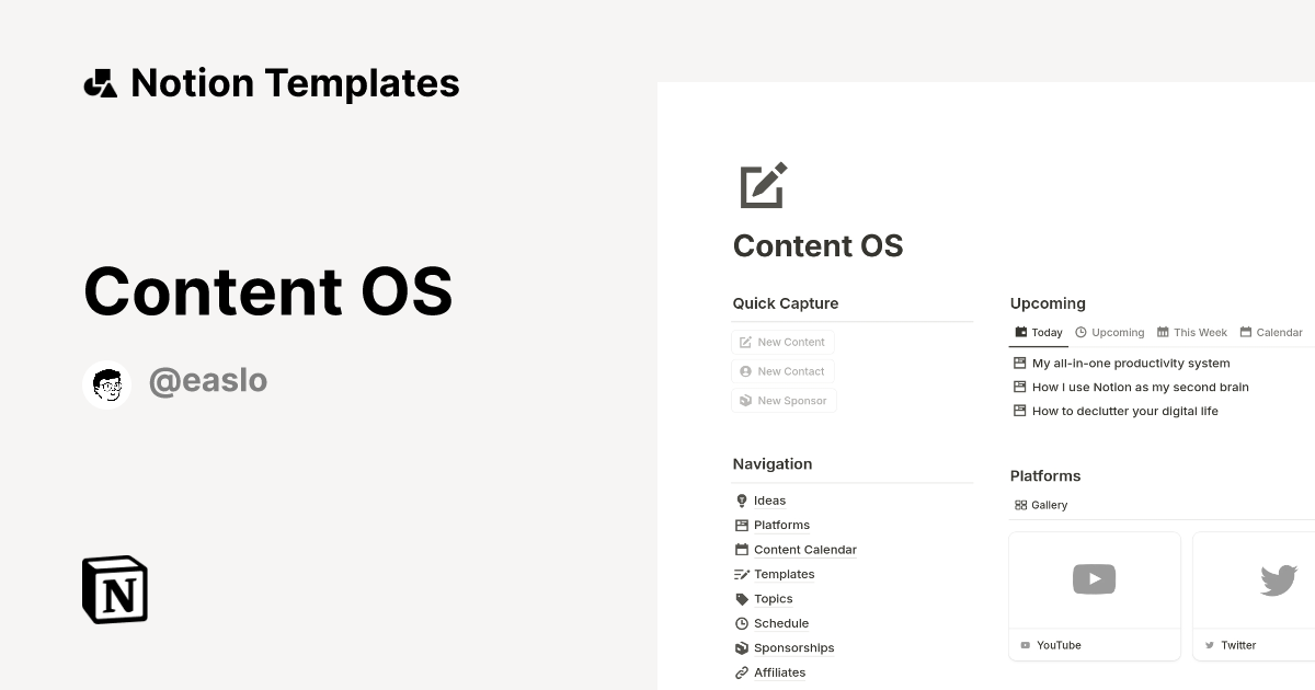 Content OS Template by Easlo | Notion Marketplace