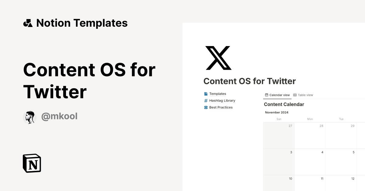 Content OS for Twitter Template by mkool | Notion Marketplace