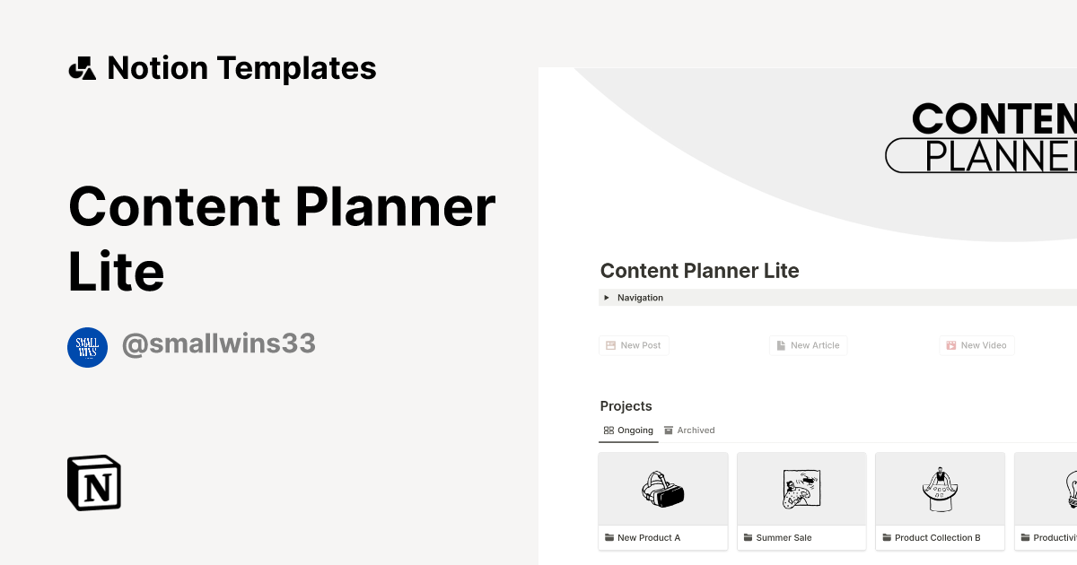 Content Planner Lite Template | Notion Marketplace