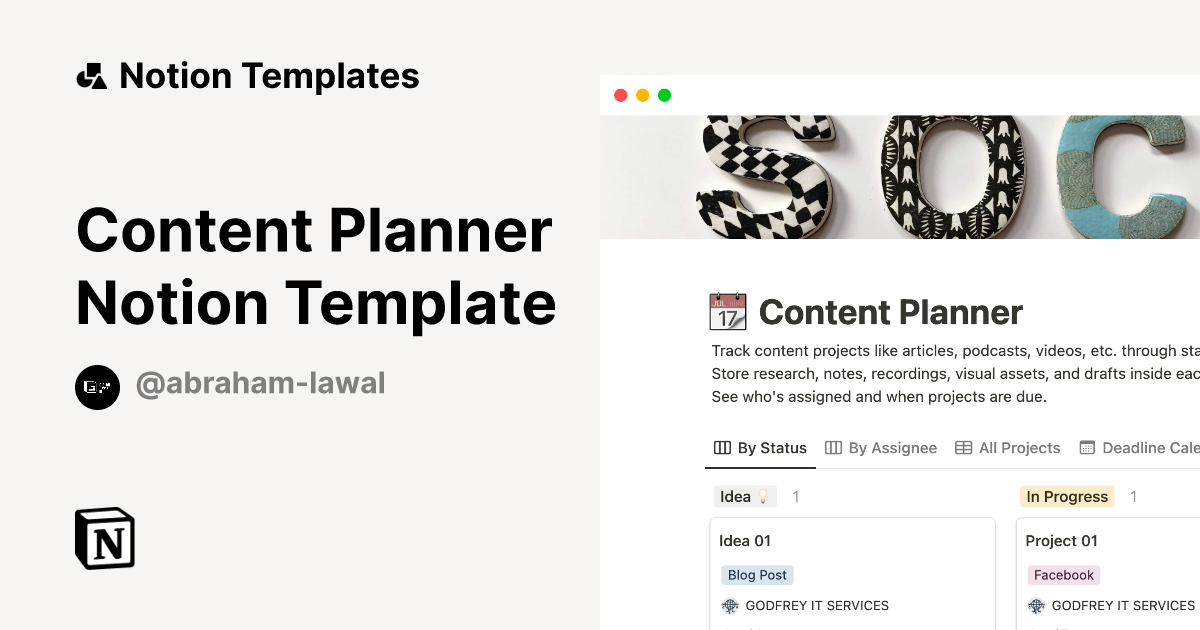 Content Planner Notion Template Template | Notion Marketplace