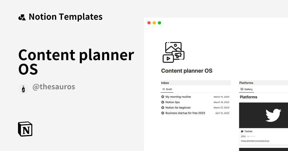 Content planner OS Template | Notion Marketplace
