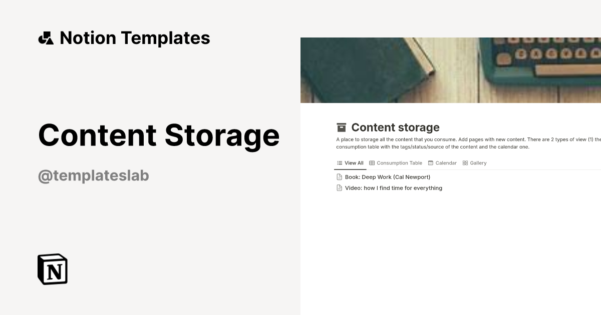 Content Storage Template by Templates LAB | Notion Marketplace