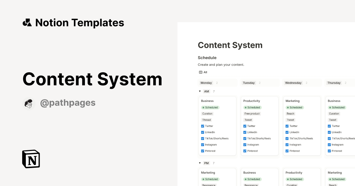 Content System Template | Notion Marketplace