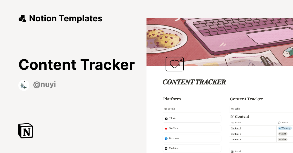 Content Tracker Template | Notion Marketplace