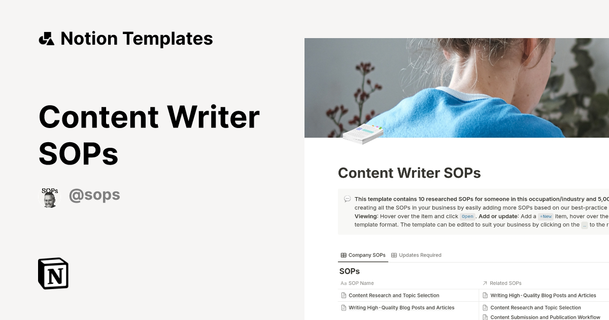 Content Writer SOPs Template | Notion Marketplace