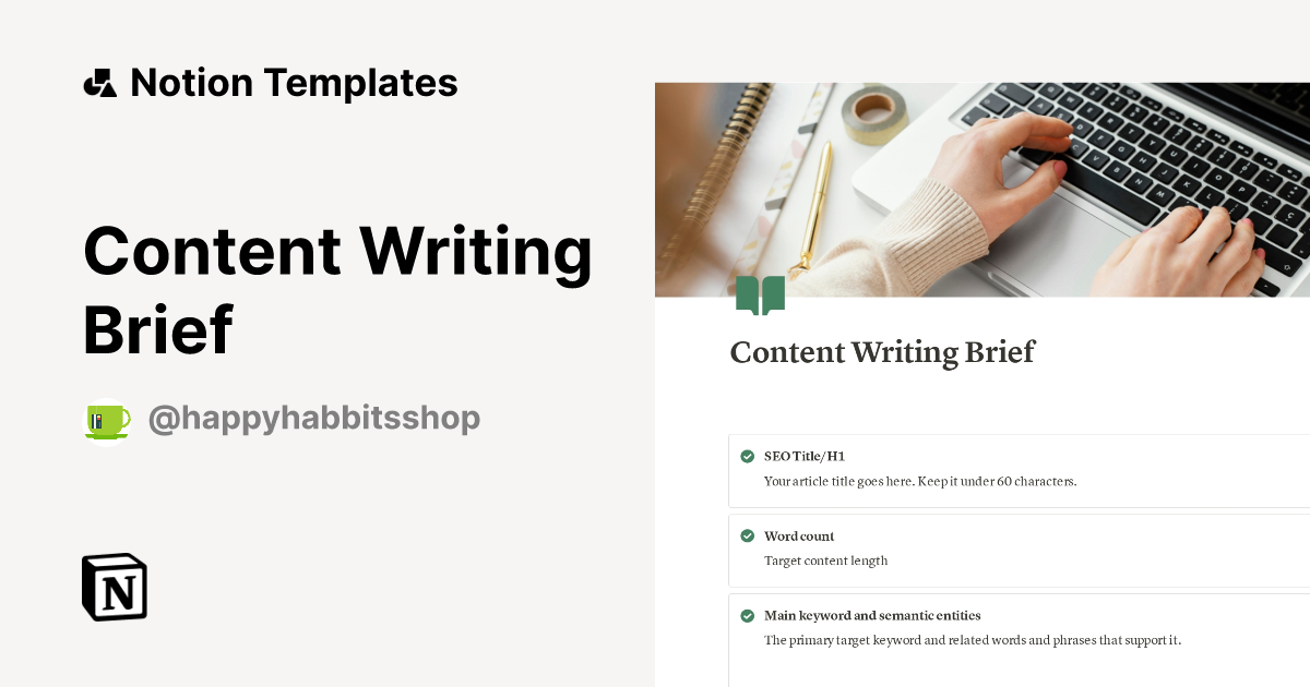 Content Writing Brief Template | Notion Marketplace
