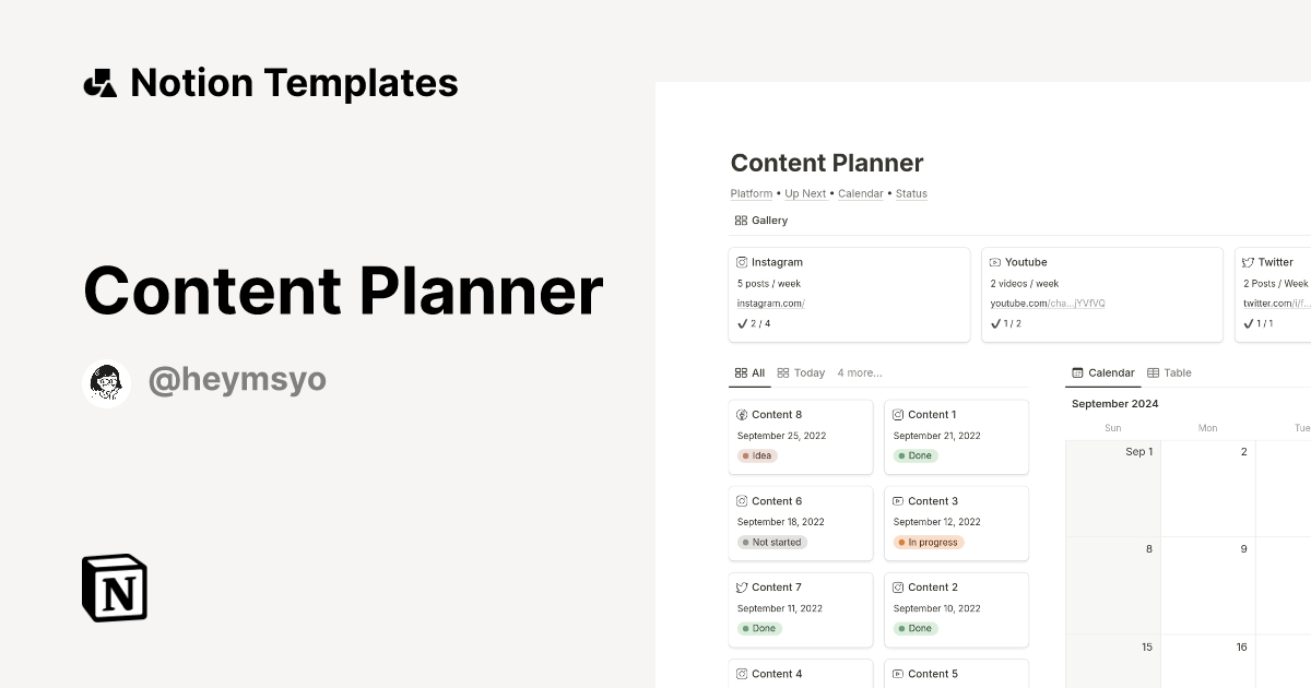 Content Planner Template | Notion Marketplace