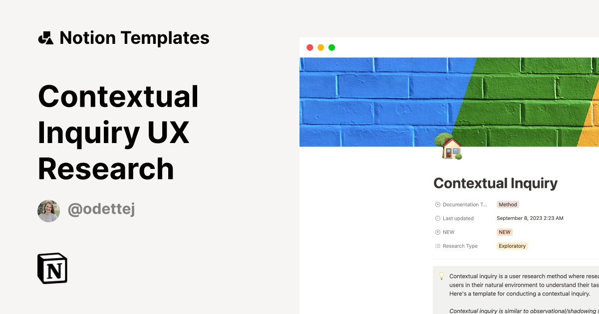 Contextual Inquiry UX Research Template | Notion Marketplace