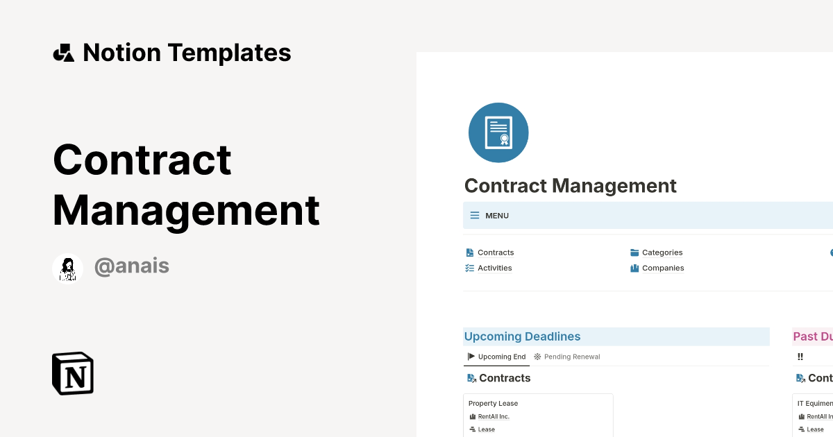 Contract Management Template | Notion Marketplace