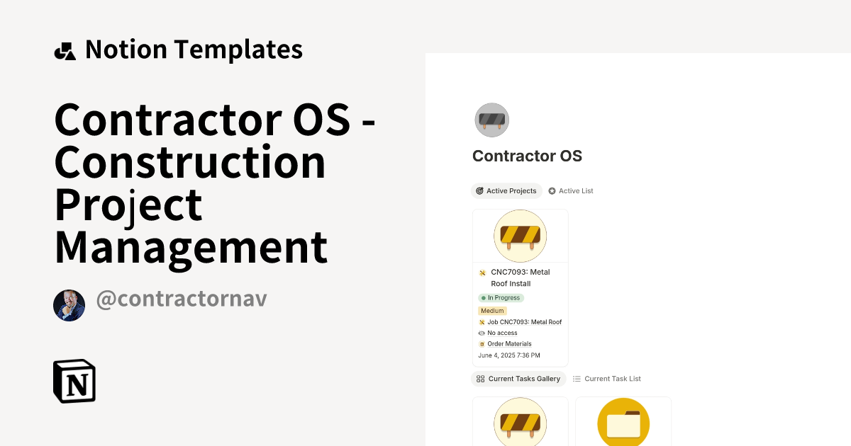 Contractor OS - Construction Project Management Template by Punch List Media | Notion Marketplace